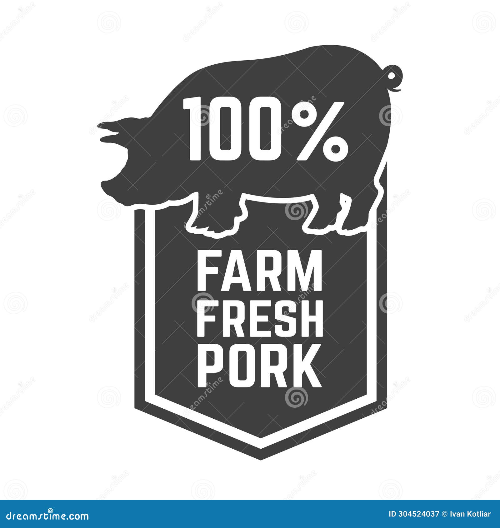Farm Fresh Pork Meat. Label Template with Pig Meat Stock Vector ...