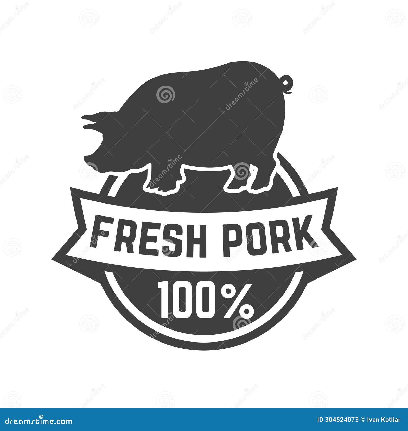 Farm Fresh Pork Meat. Label Template with Pig Meat Stock Vector ...