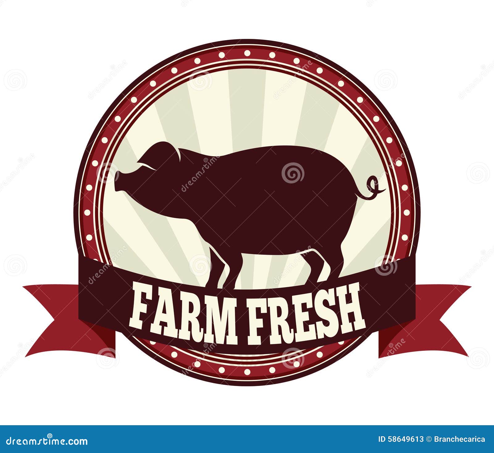 Farm Pork Vintage Logo, Poster. Retro Logo With Pig Silhouette. Poster ...