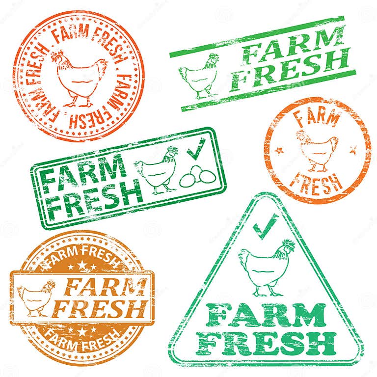 Farm Fresh Stamps stock vector. Illustration of rubber - 41442322