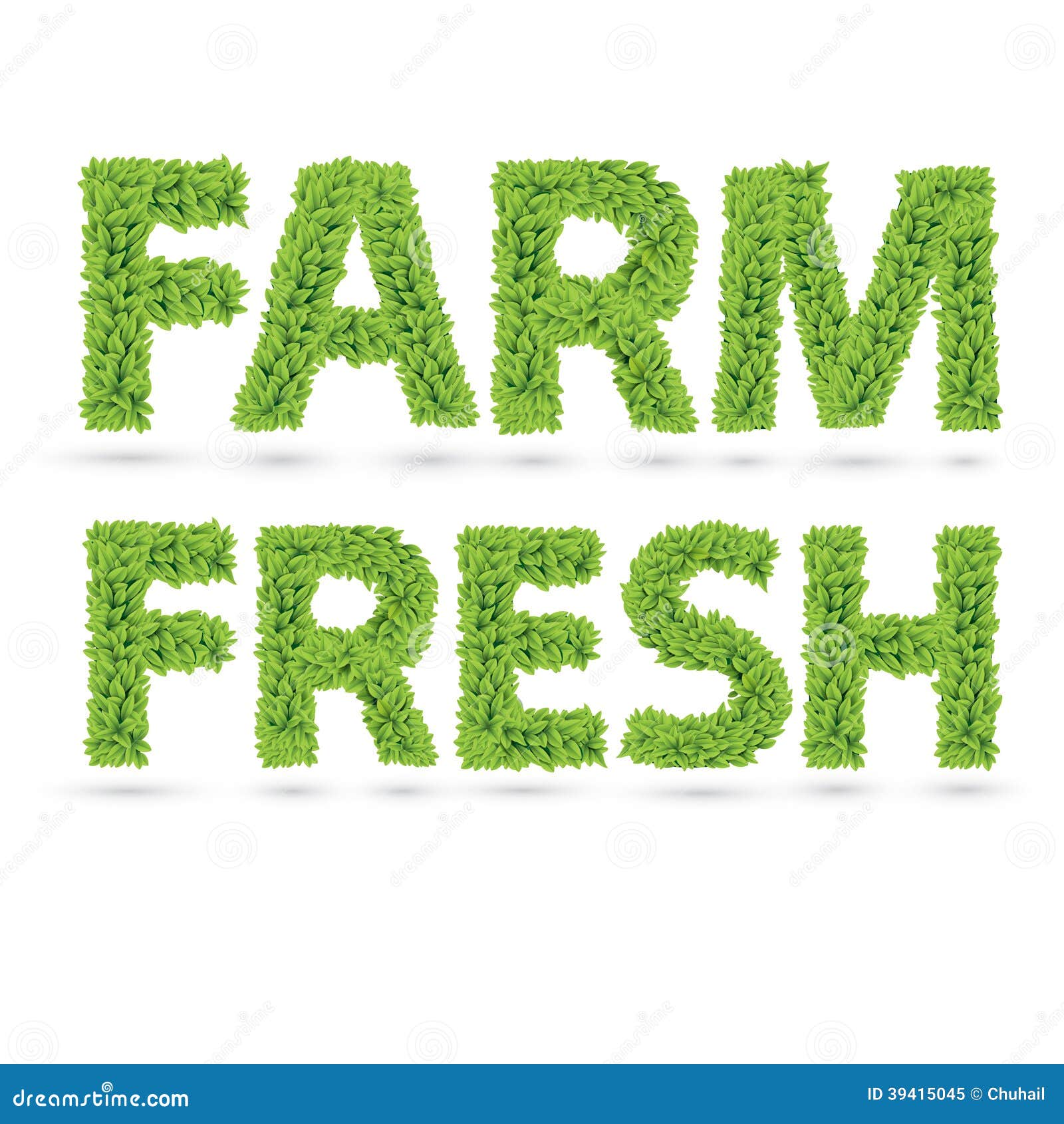 Farm Fresh Text of Green Leaves Stock Vector - Illustration of nature ...