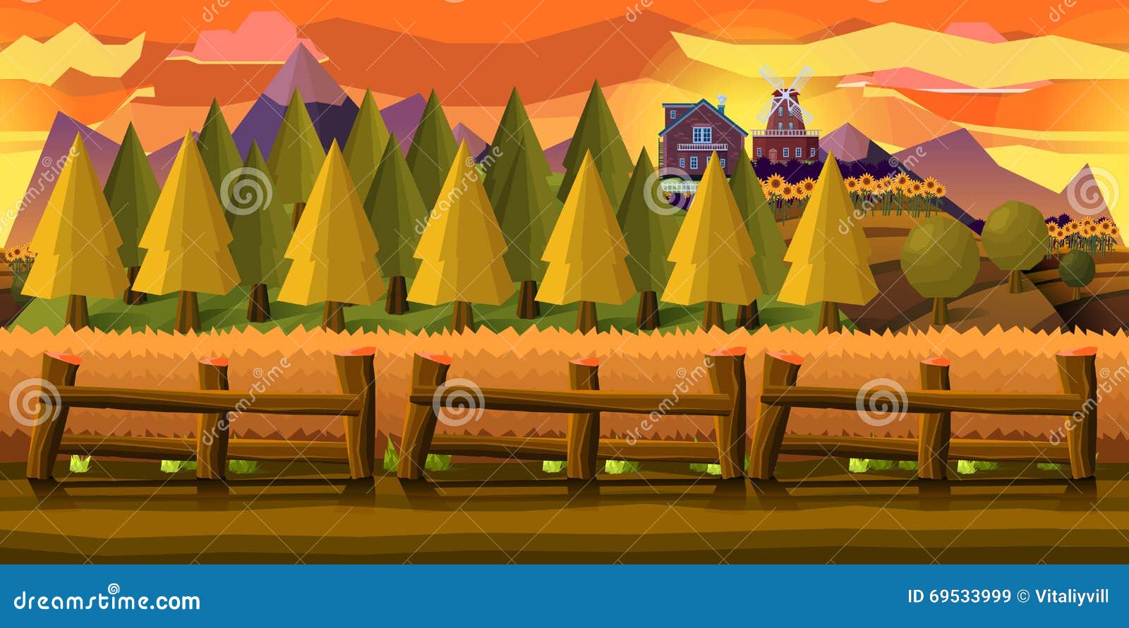 Farm Game Background 2d Application. Design. Tileable Horizontally ...