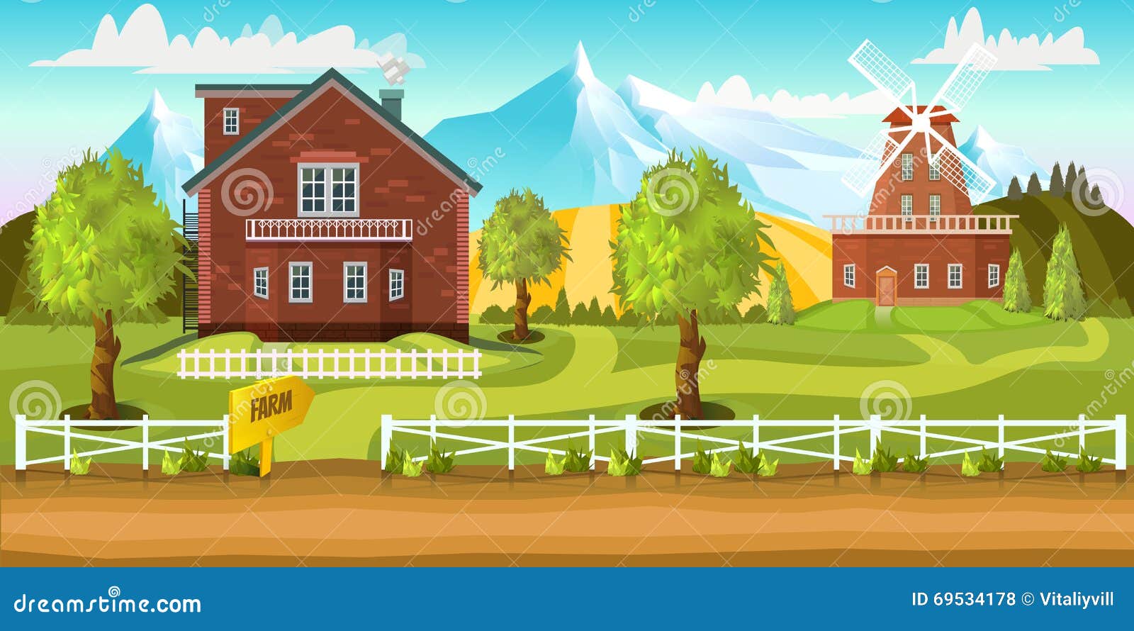 Farm Game Background 2d Application. Design. Tileable Horizontally ...