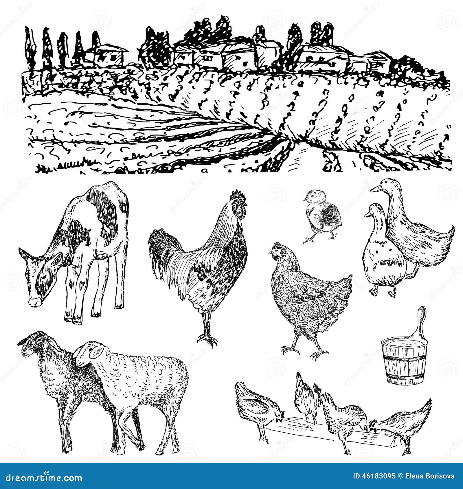 Farm Hands Drawing Cartoon Vector | CartoonDealer.com #46183095