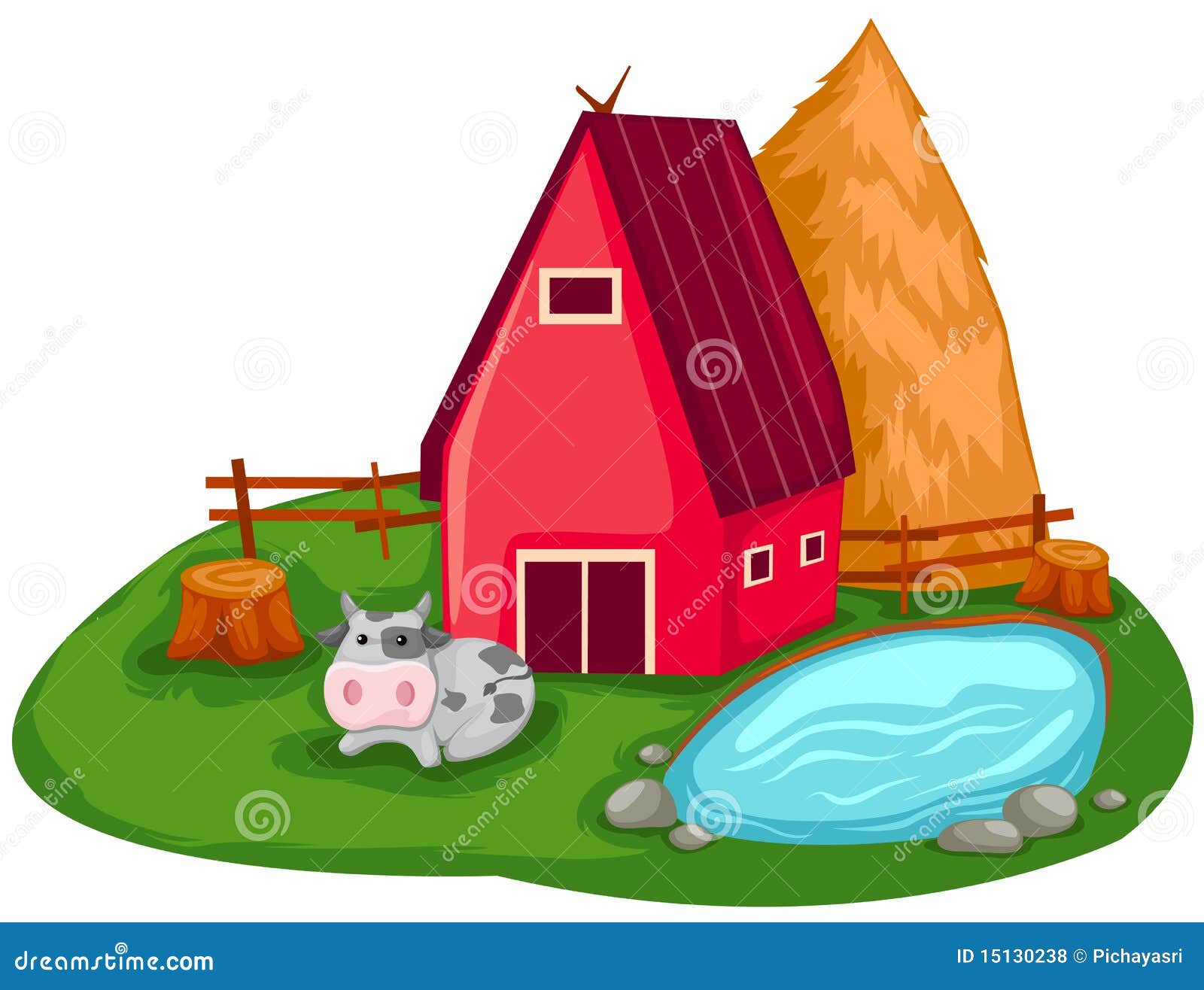 Cartoon Country Farmhouse