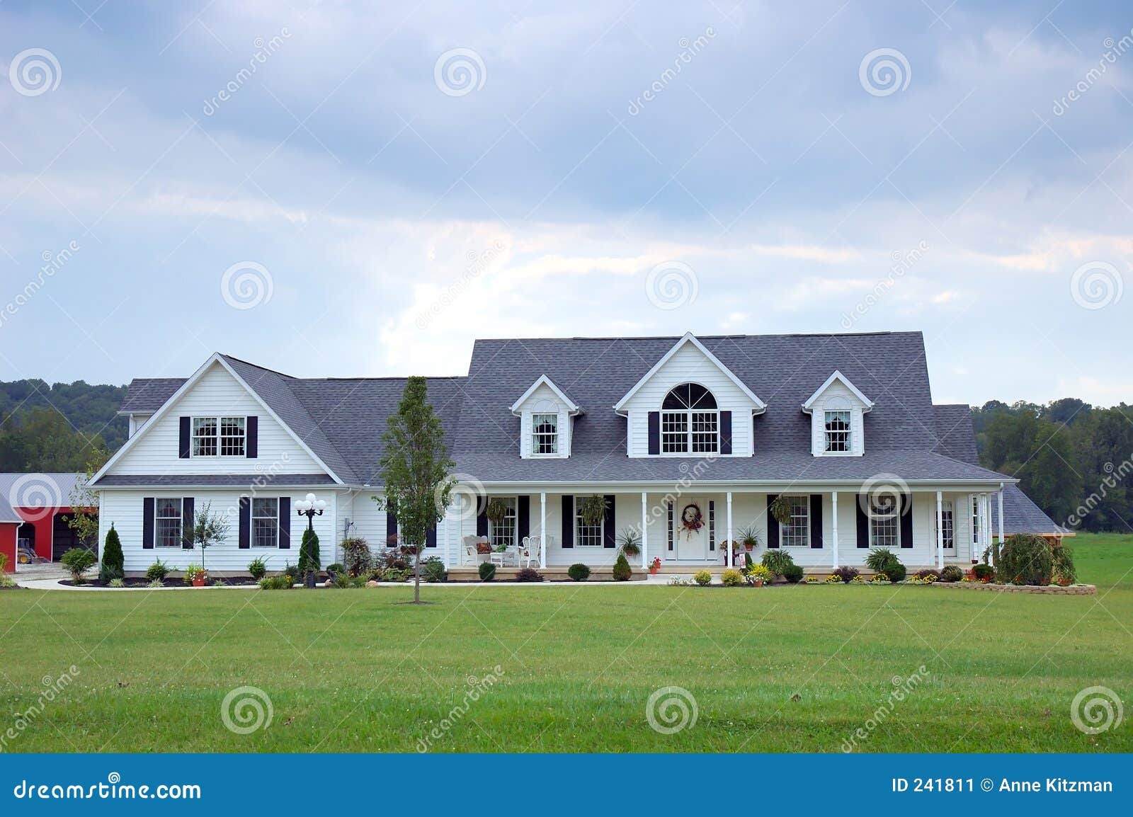 Farm House stock image. Image of clouds, farmland, lawn - 241811