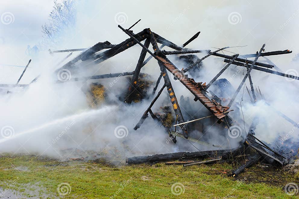 Farm House Burns Down by Fire Stock Image - Image of disaster, heat ...