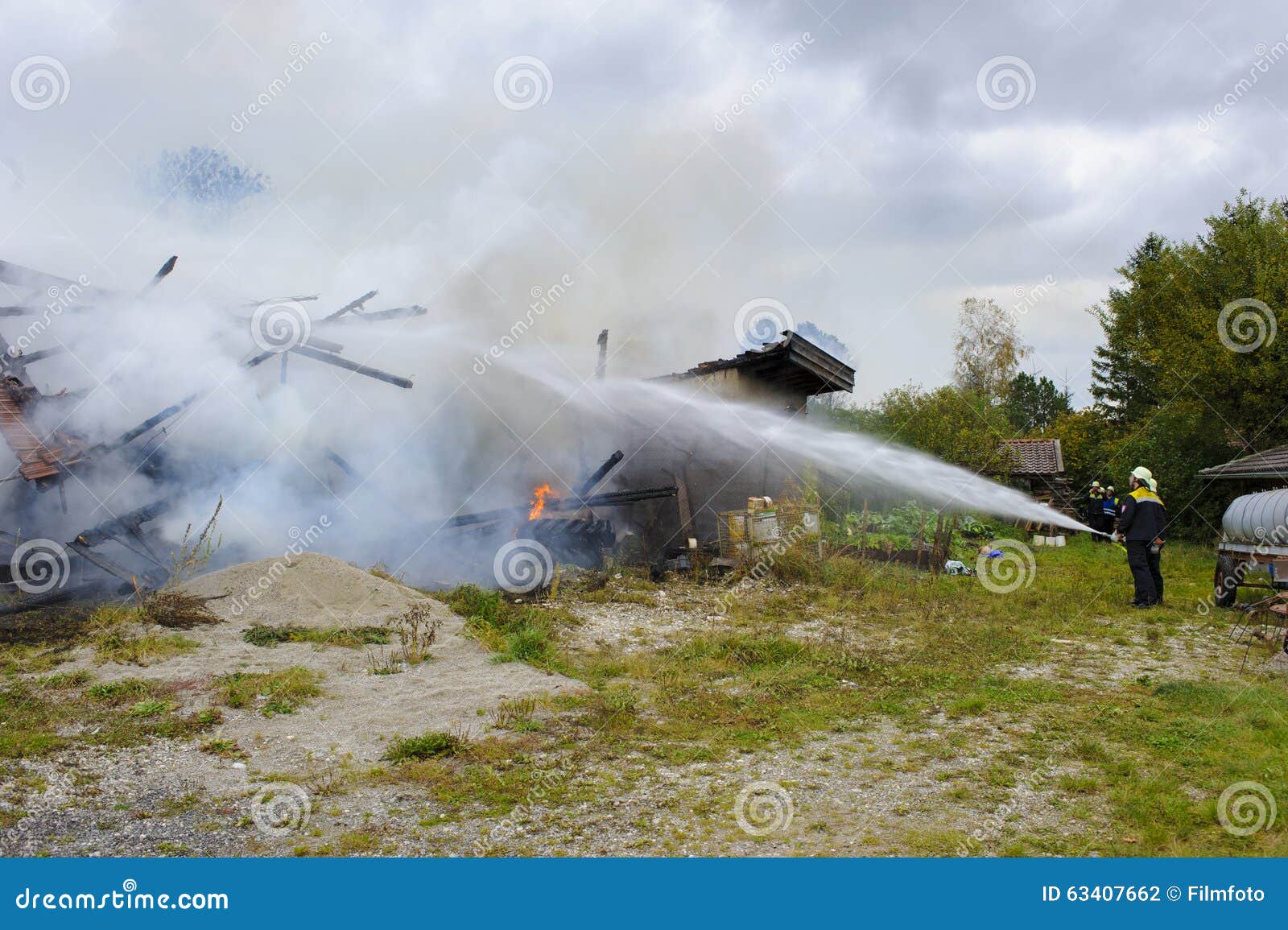 Farm House Burns Down by Fire Stock Photo - Image of heat, protection ...