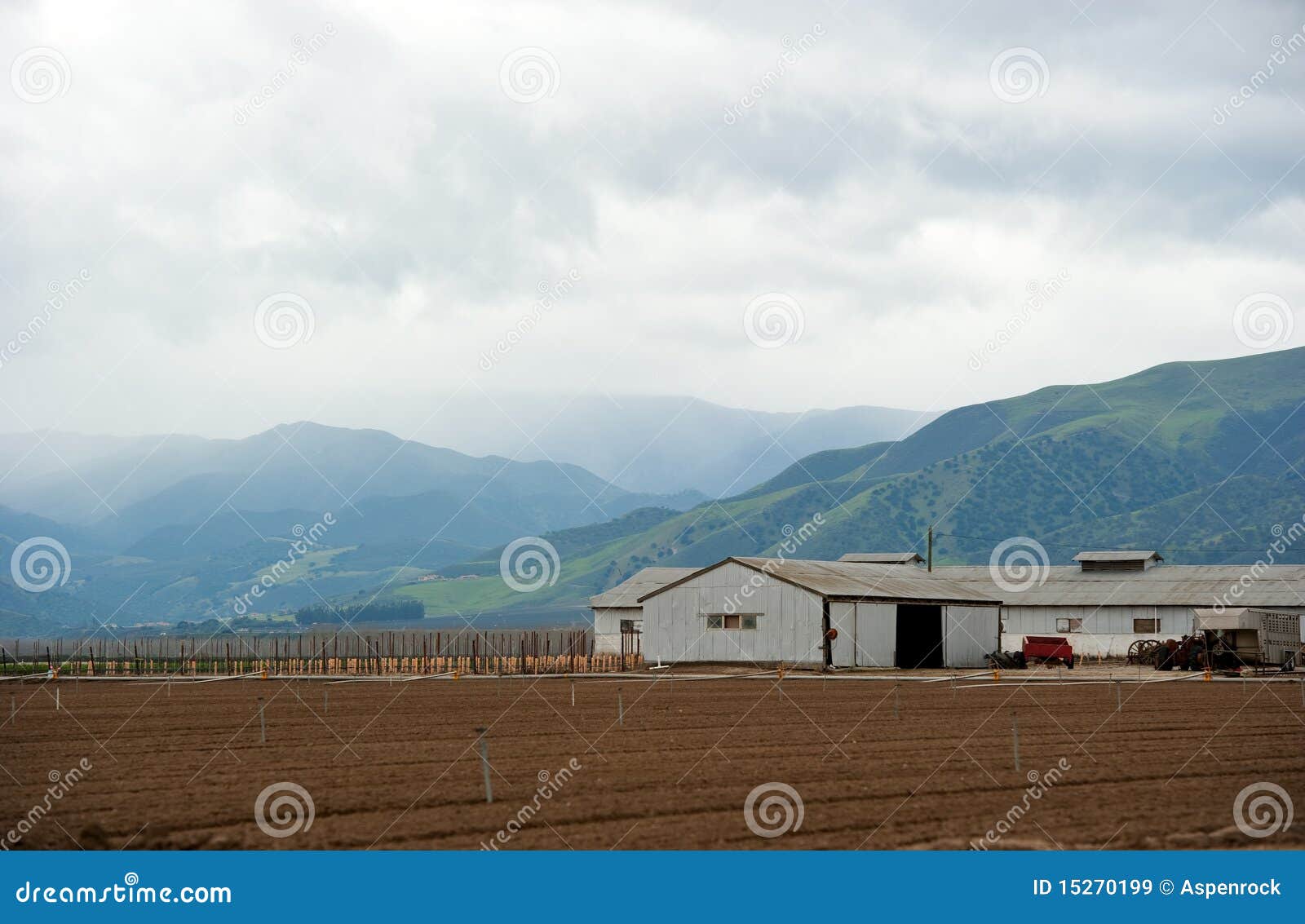 Farm House with Fallow Fields Stock Image - Image of field, spring ...