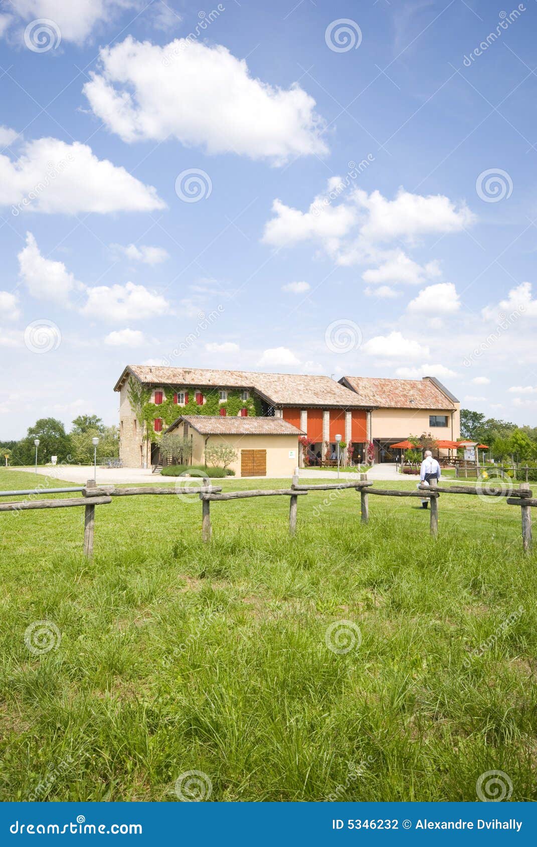 The Farm House with Green Grass Stock Photo - Image of meadow ...