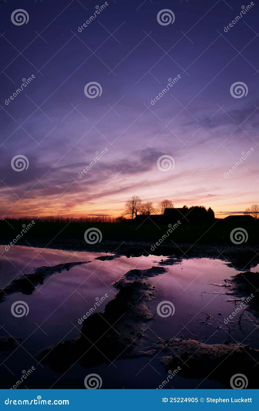 Farm house and puddle stock image. Image of purple, silhouette - 25224905