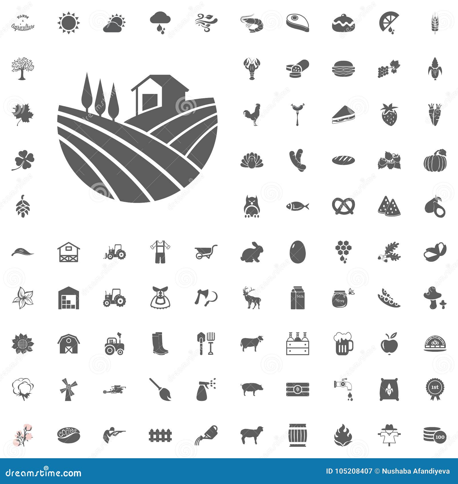 Agriculture and Farm Vector Icons Set Stock Vector - Illustration of ...