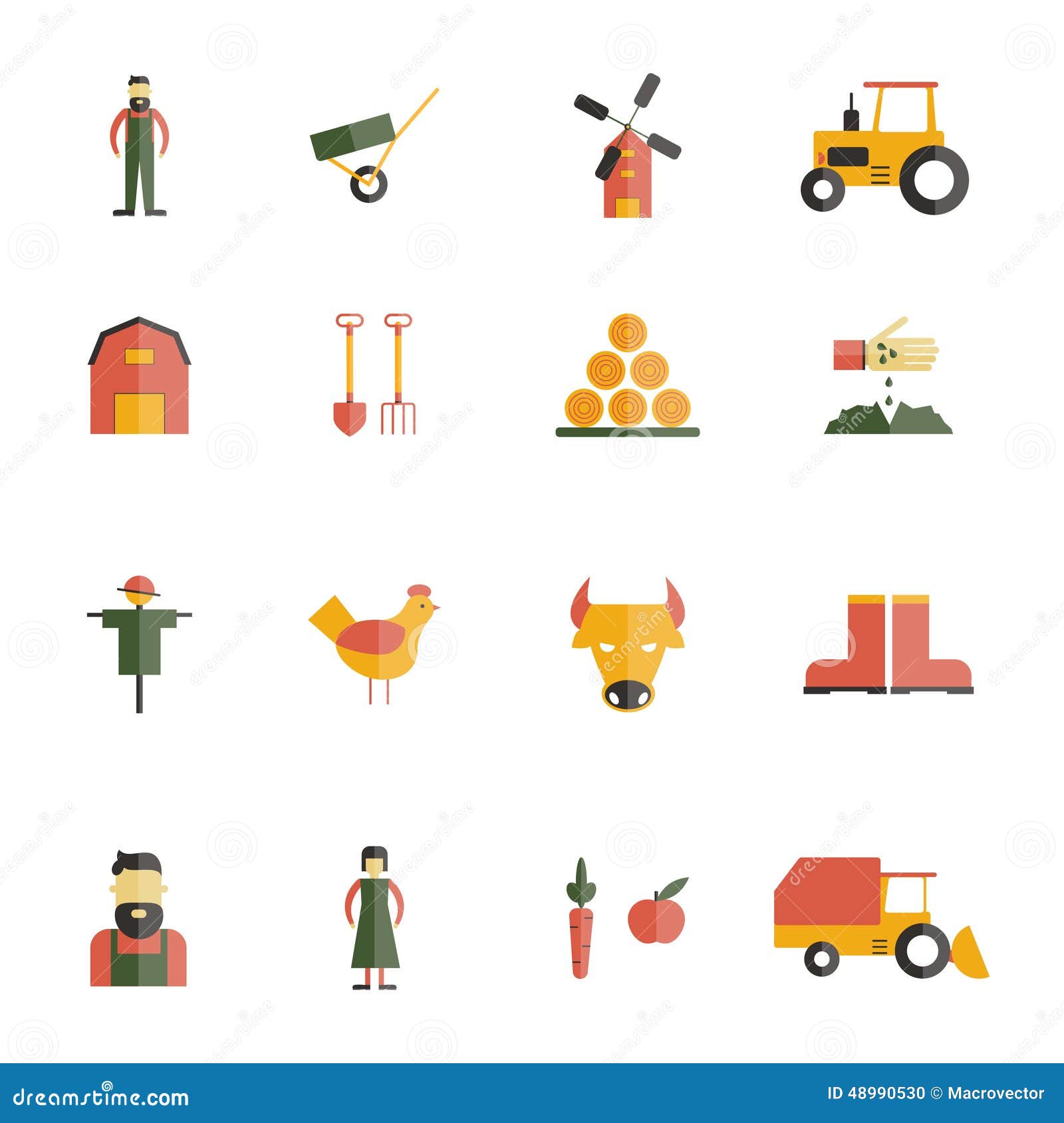 Farm Icon Flat stock vector. Illustration of harvest - 48990530