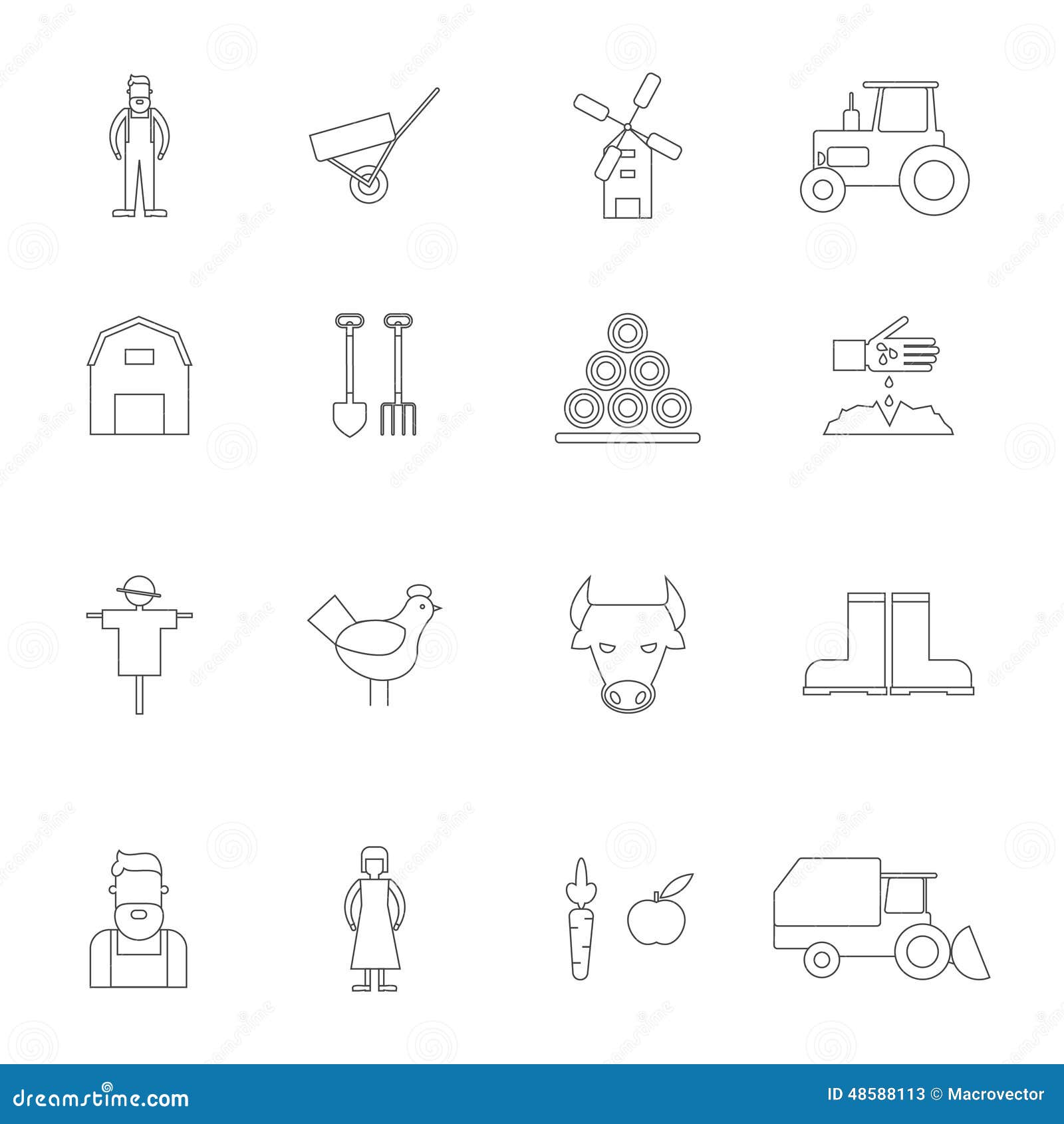 Farm Icon Outline stock vector. Illustration of farming - 48588113
