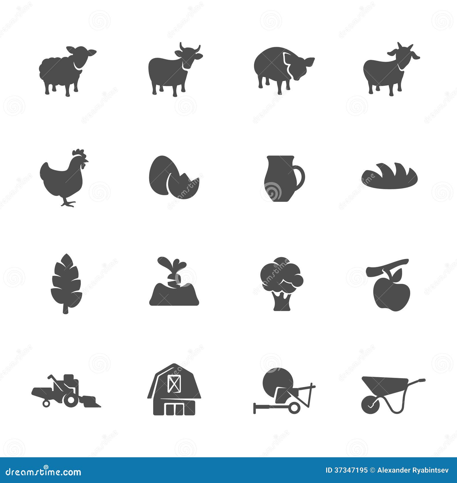 Farm icon set stock vector. Illustration of illustrations - 37347195