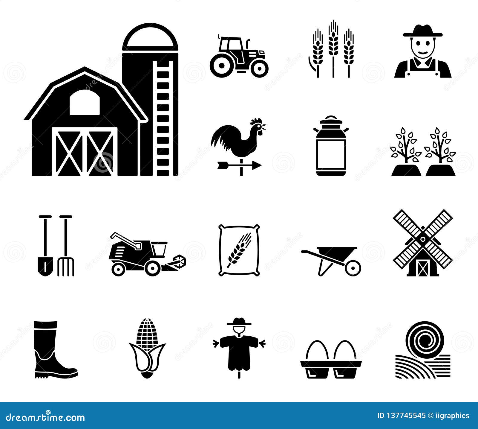 Farm icon set stock vector. Illustration of chicken - 137745545