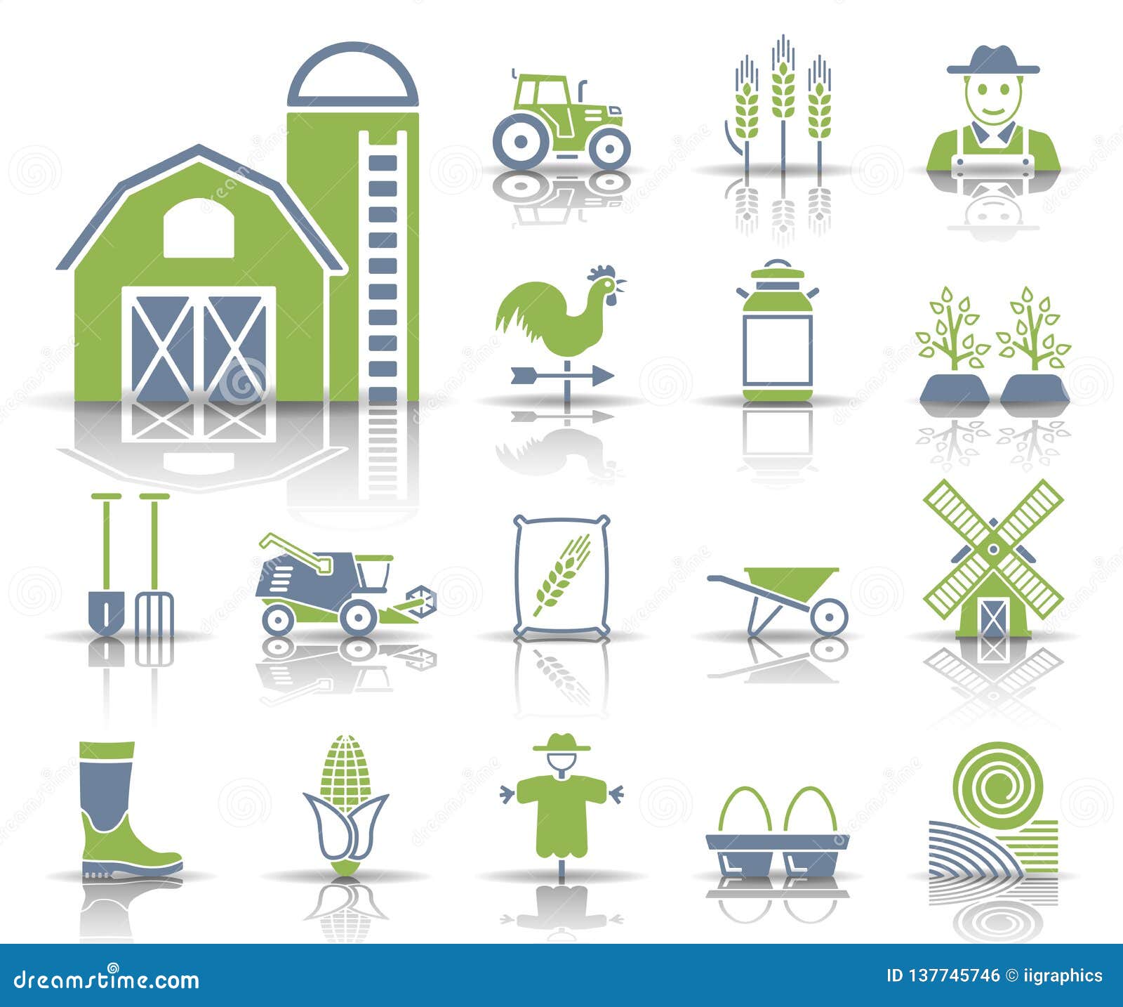 Farm icon set stock illustration. Illustration of grain - 137745746