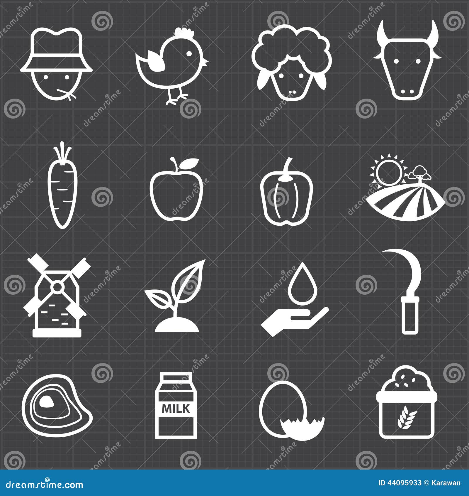 Farm Icons and Black Background Stock Vector - Illustration of farm ...
