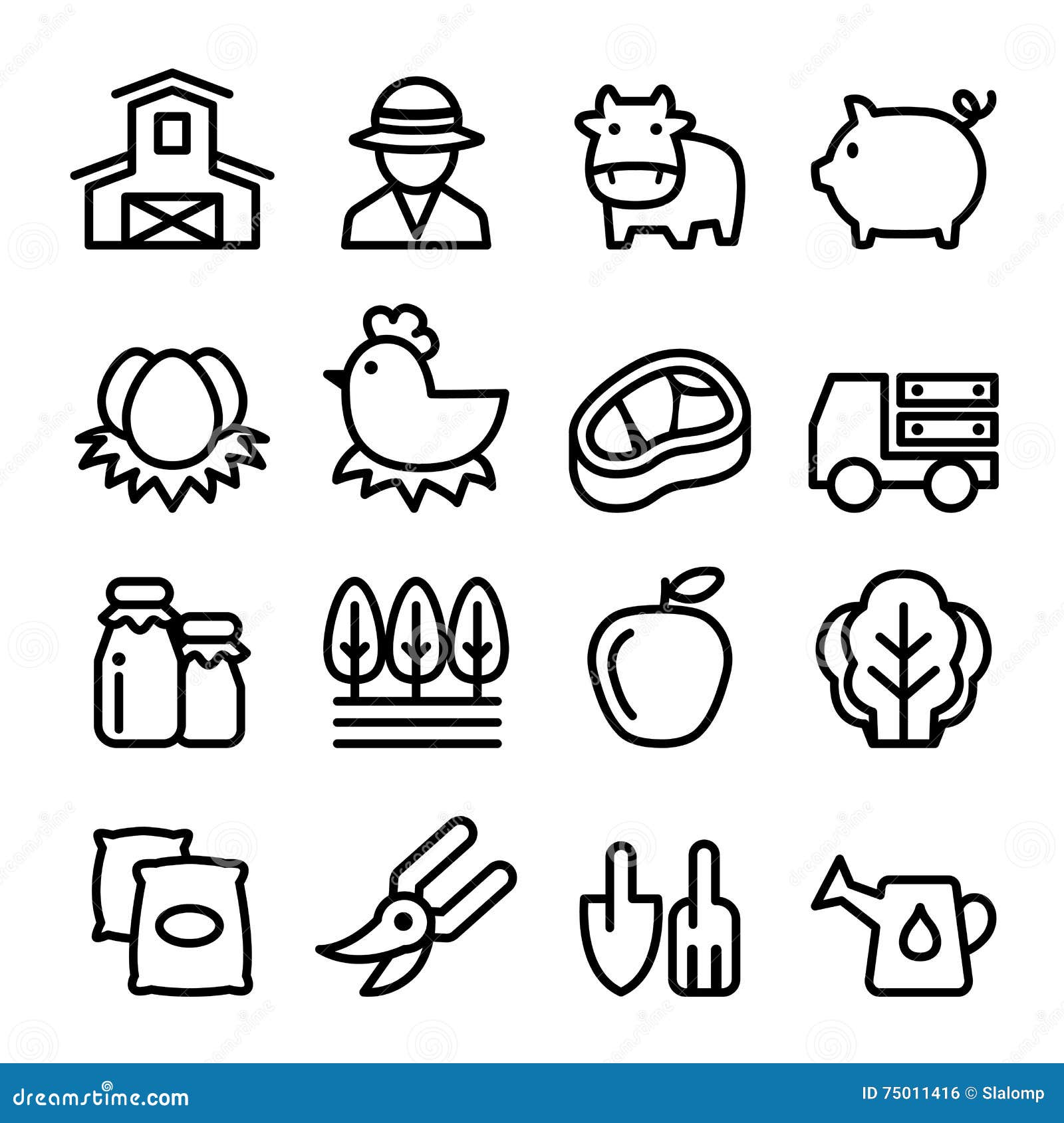 Farm icons set, line icon stock vector. Illustration of farmer - 75011416