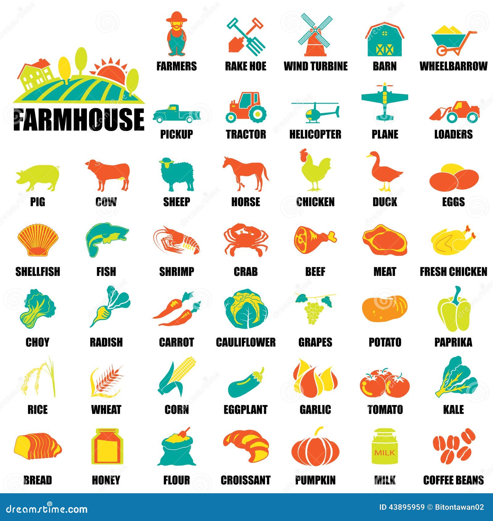 Farm icons Set stock vector. Illustration of milk, industry - 43895959