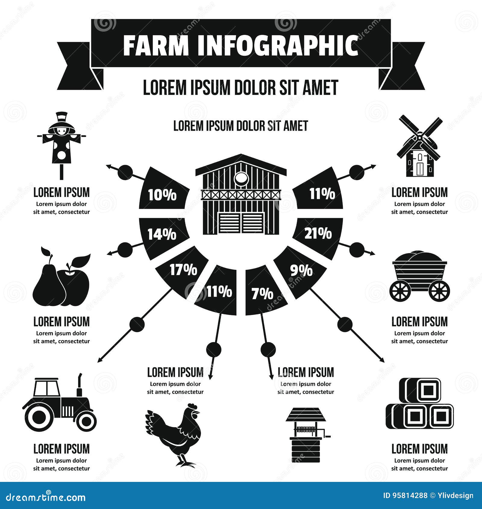 Farm Infographic Concept, Simple Style Stock Vector - Illustration of ...