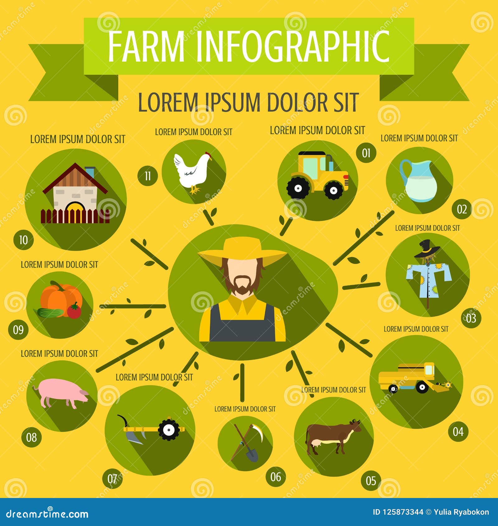 Farm Infographic, Flat Style Stock Illustration - Illustration of info ...