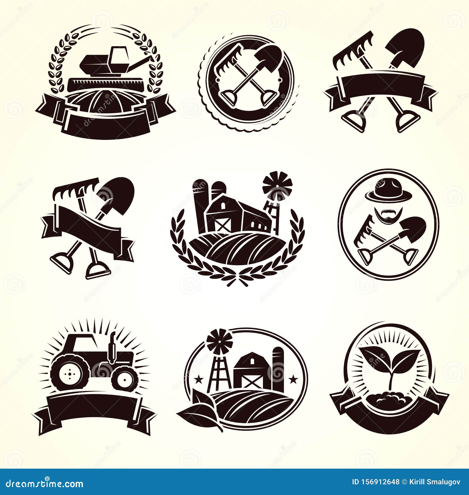 Farm Labels and Elements Set. Collection Icon Farm Stock Vector ...