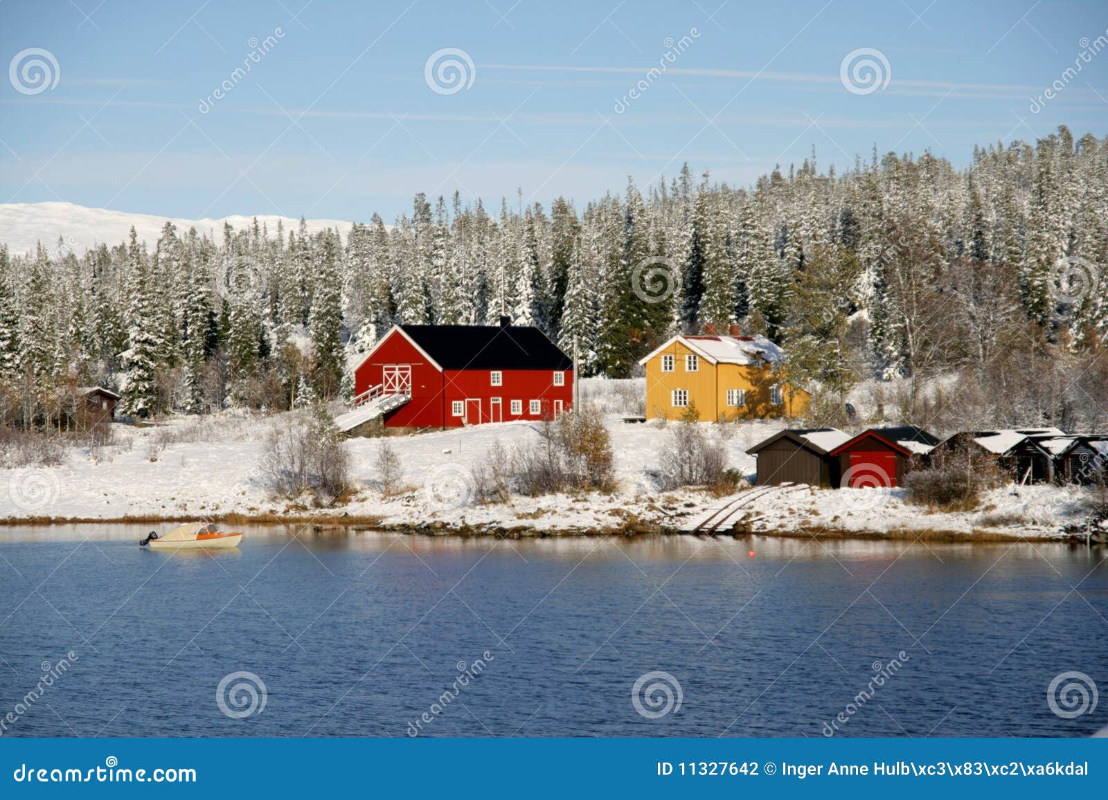 Farm by lake stock photo. Image of barn, farm, forest - 11327642