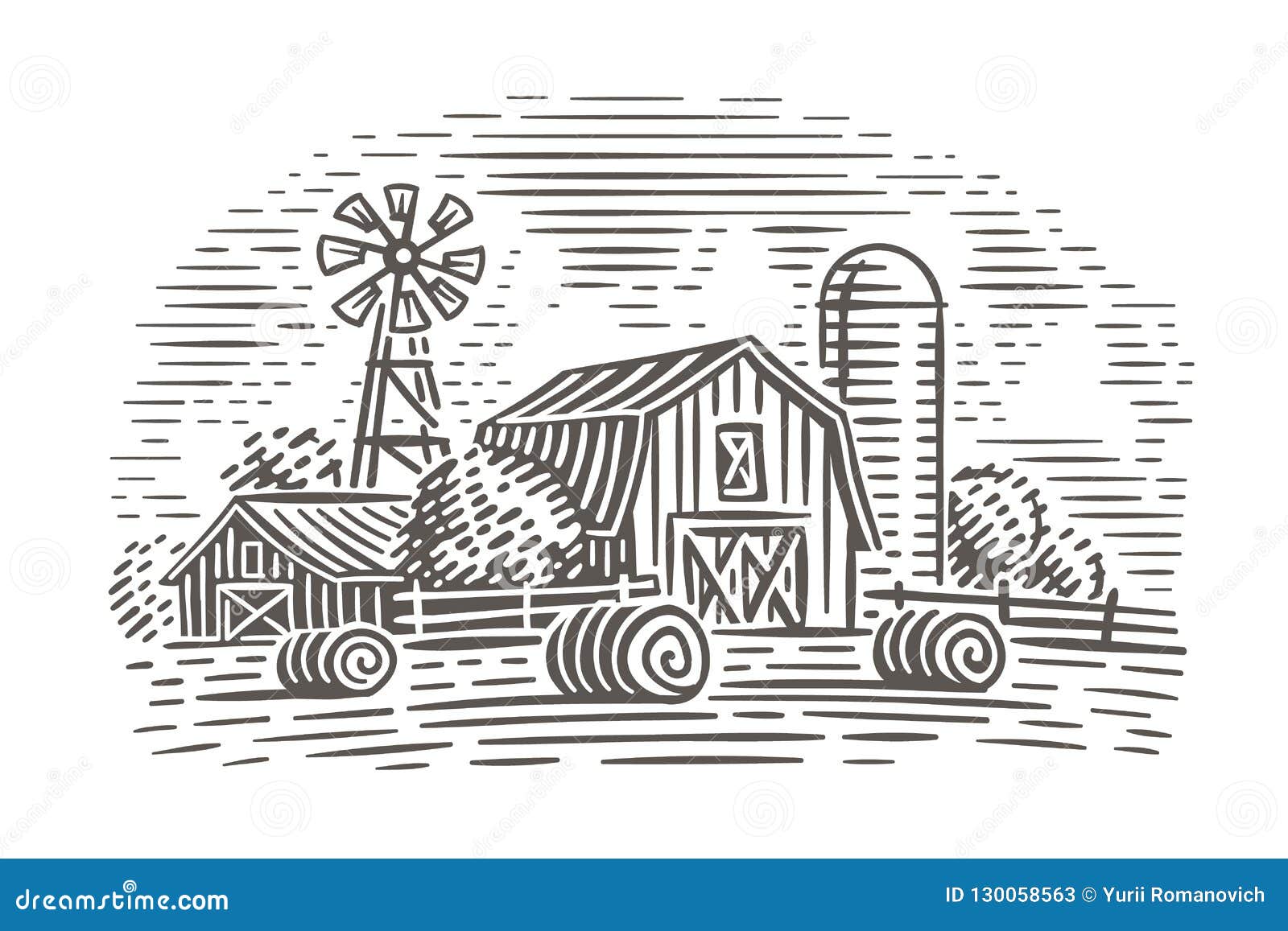 Farm Landscape Illustration. Rustic Scene. Vector. Stock Vector ...