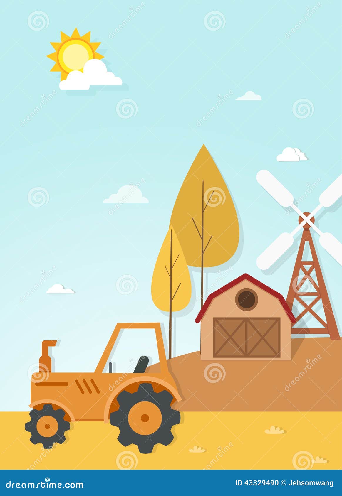 Farm Landscape Scene Vector Stock Vector - Illustration of outdoors ...