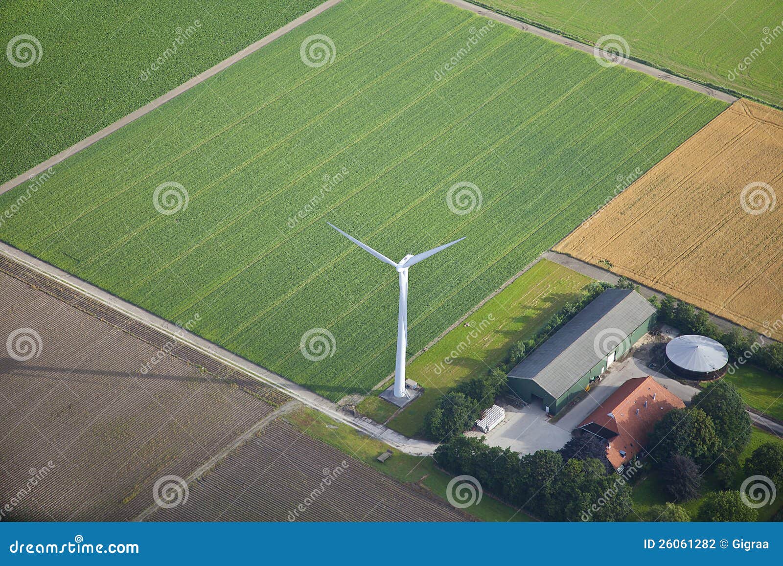 Farm Landscape with Windmill from Above Stock Photo - Image of outdoor ...