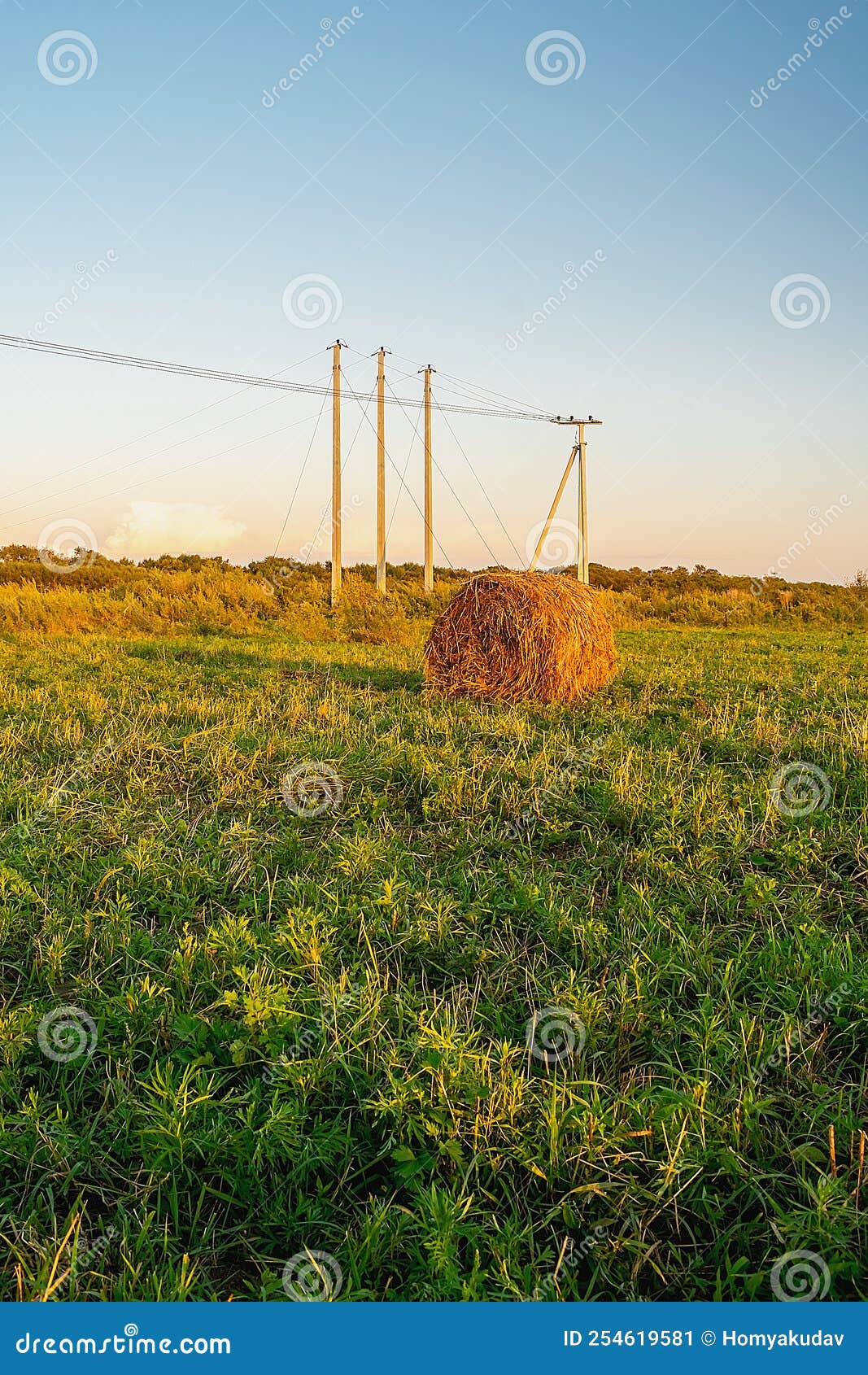 Haystack in a Field during Sunset Stock Image - Image of sunset, grass ...