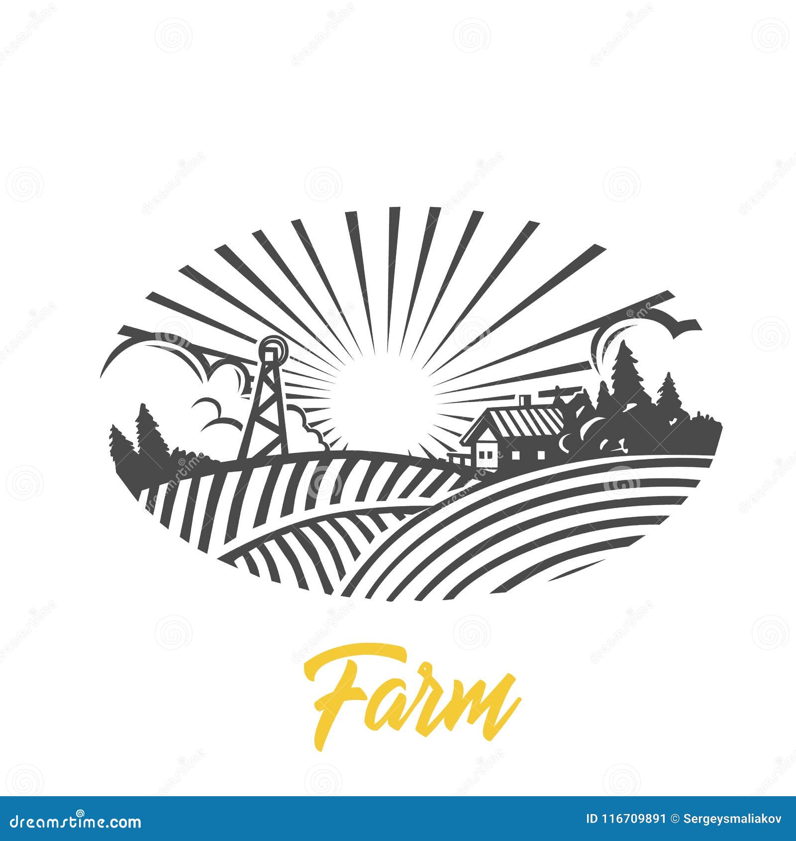 Farm Vector Black And White