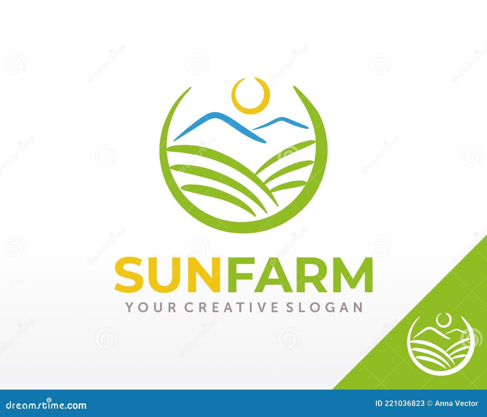 Farm Logo Design. Landscape Hills Logo Design Vector Stock Vector ...