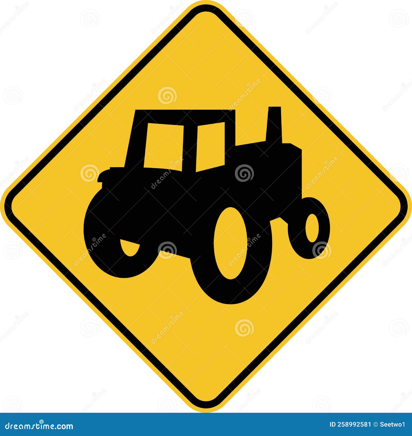 Farm Machinery Crossing Sign on White Background Stock Vector ...