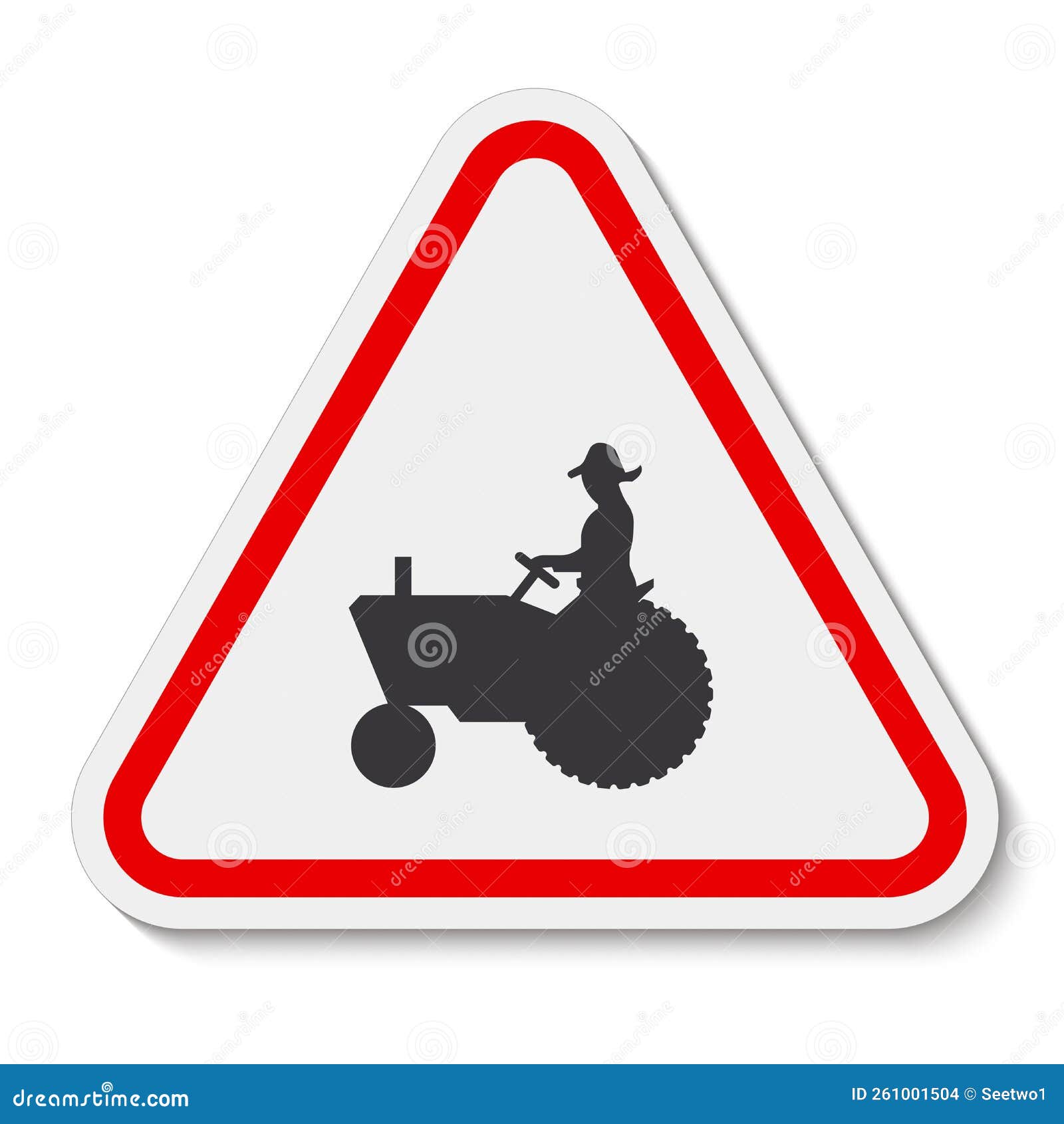 Farm Machinery Crossing Sign on White Background Stock Vector ...