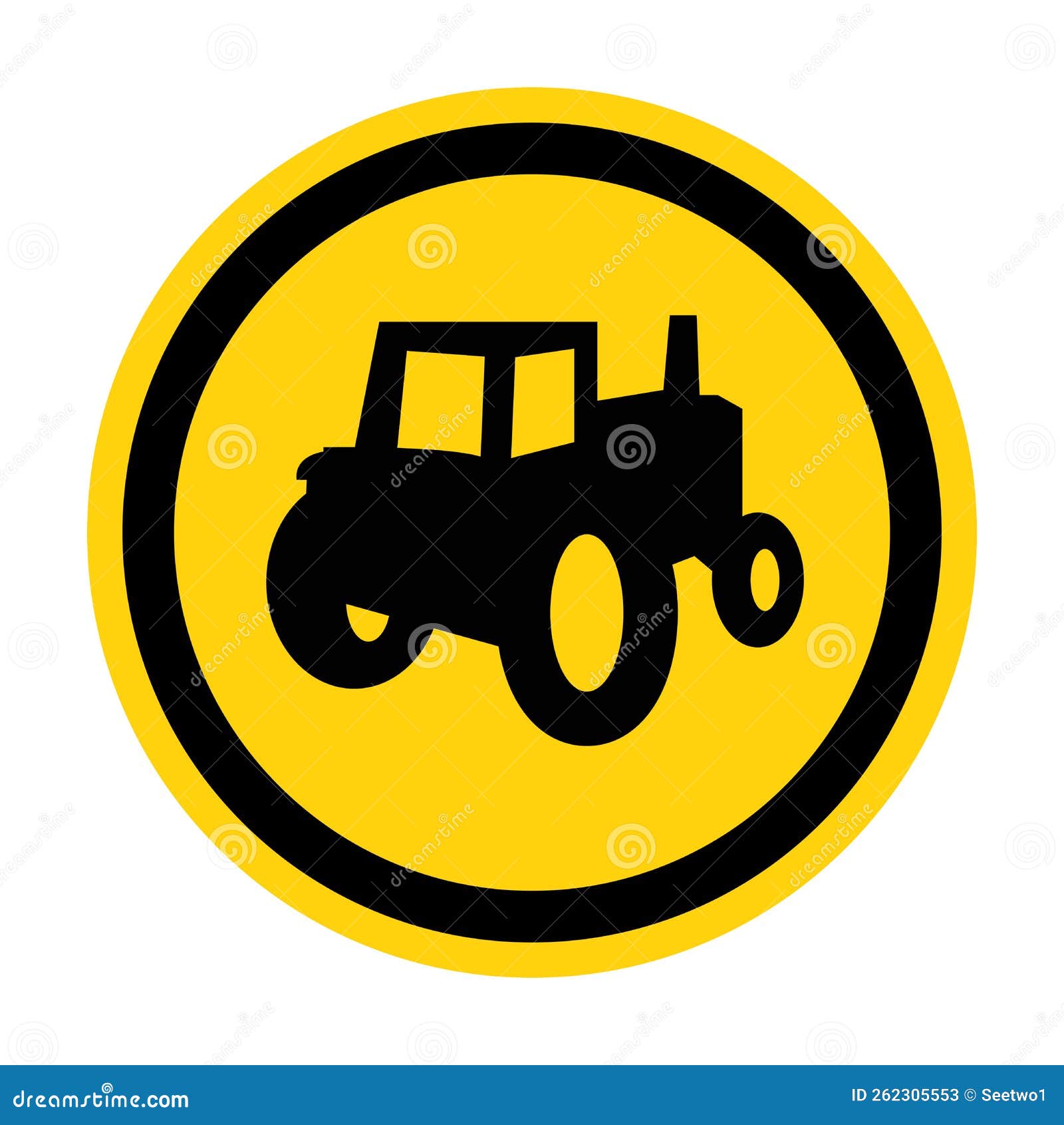 Farm Machinery Crossing Sign on White Background Stock Vector ...