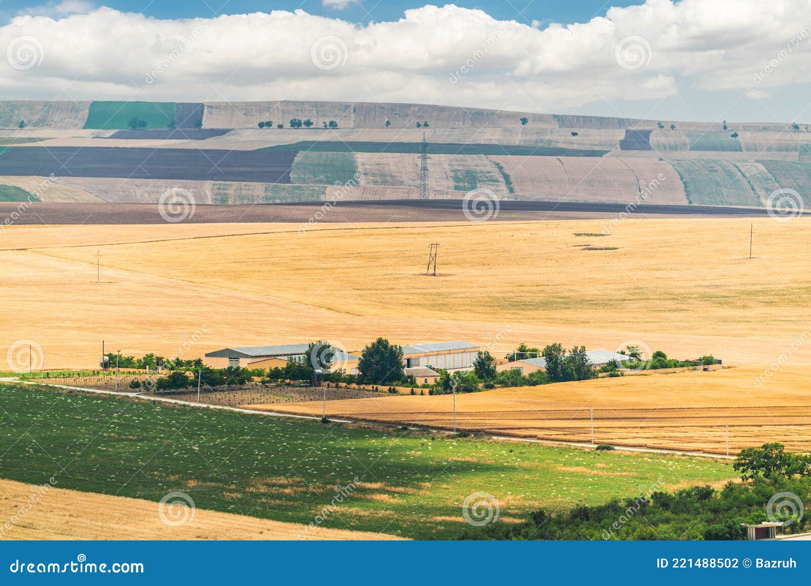 Farm in the Middle of Farmland and Fields Stock Photo - Image of ...