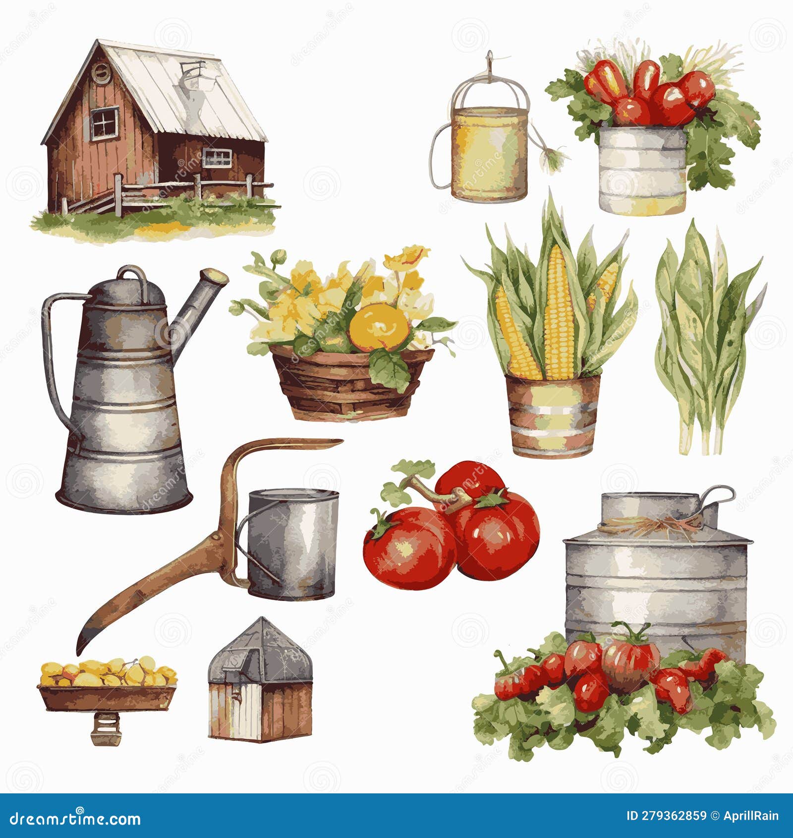 Various Items from the Farm.Instruments and Food Stock Vector ...