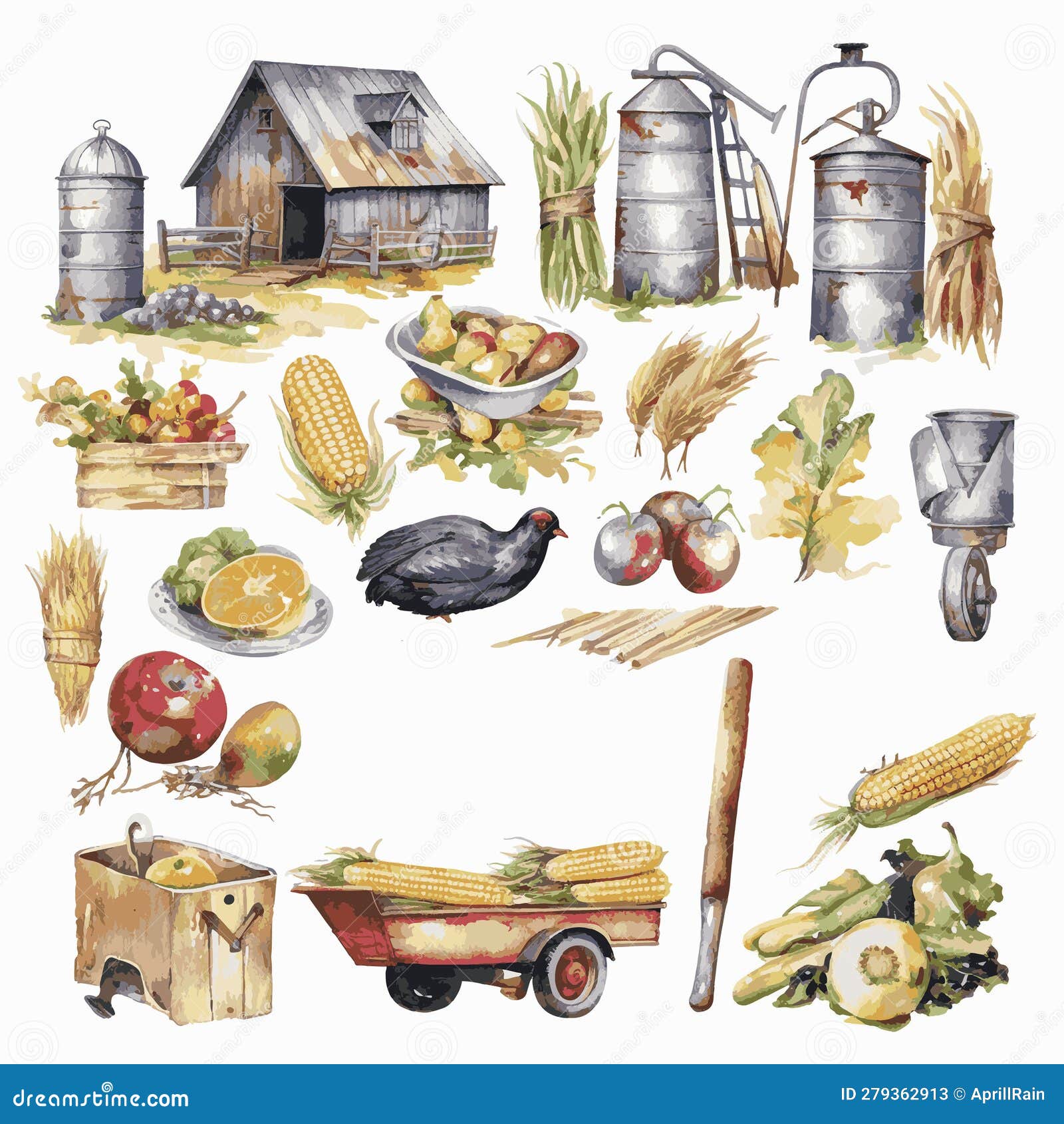 Various Items from the Farm.Instruments and Food Stock Vector ...