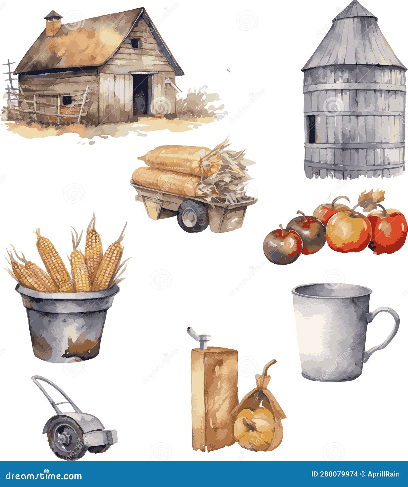 Various Items from the Farm.Instruments and Food Stock Vector ...