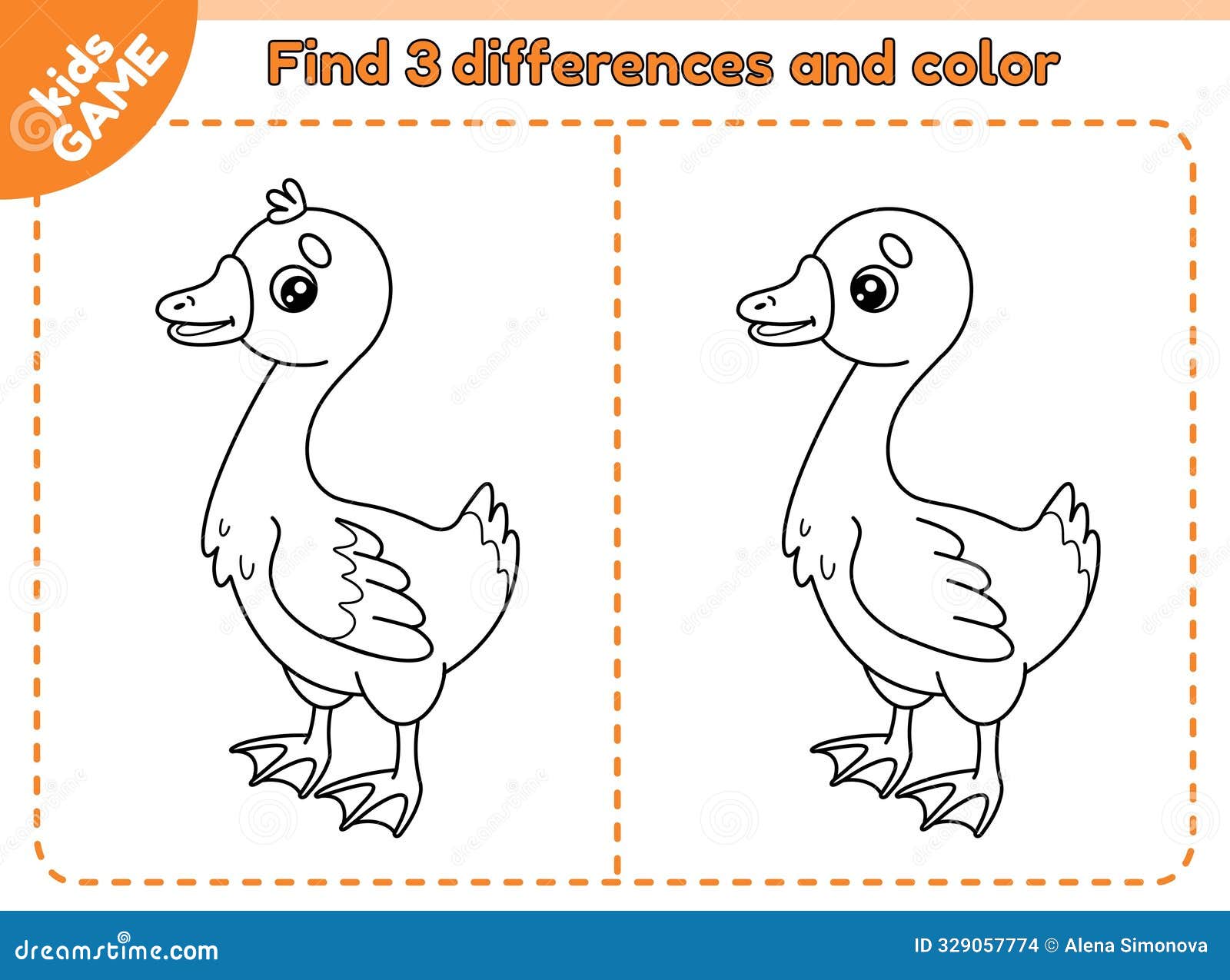 Farm Outline Game Find 3 Differences with Gosling Stock Illustration ...