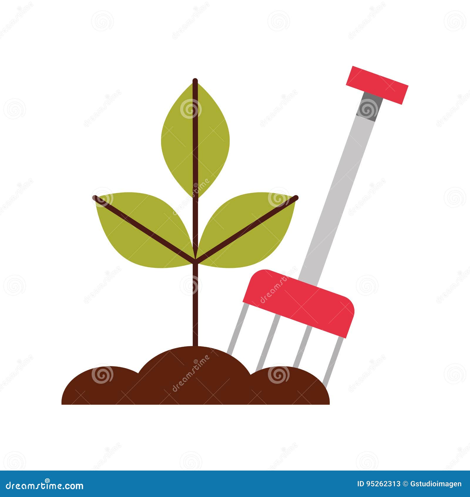 Farm rake with ground stock vector. Illustration of iron - 95262313