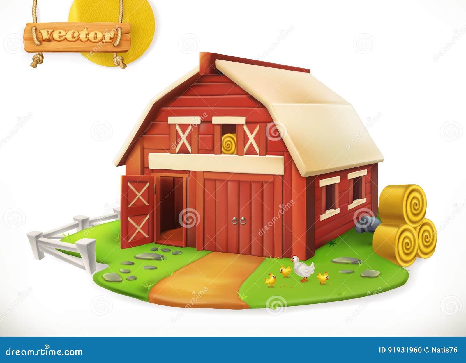 Farm. Red Garden Shed, Vector Icon Stock Vector - Illustration of green ...