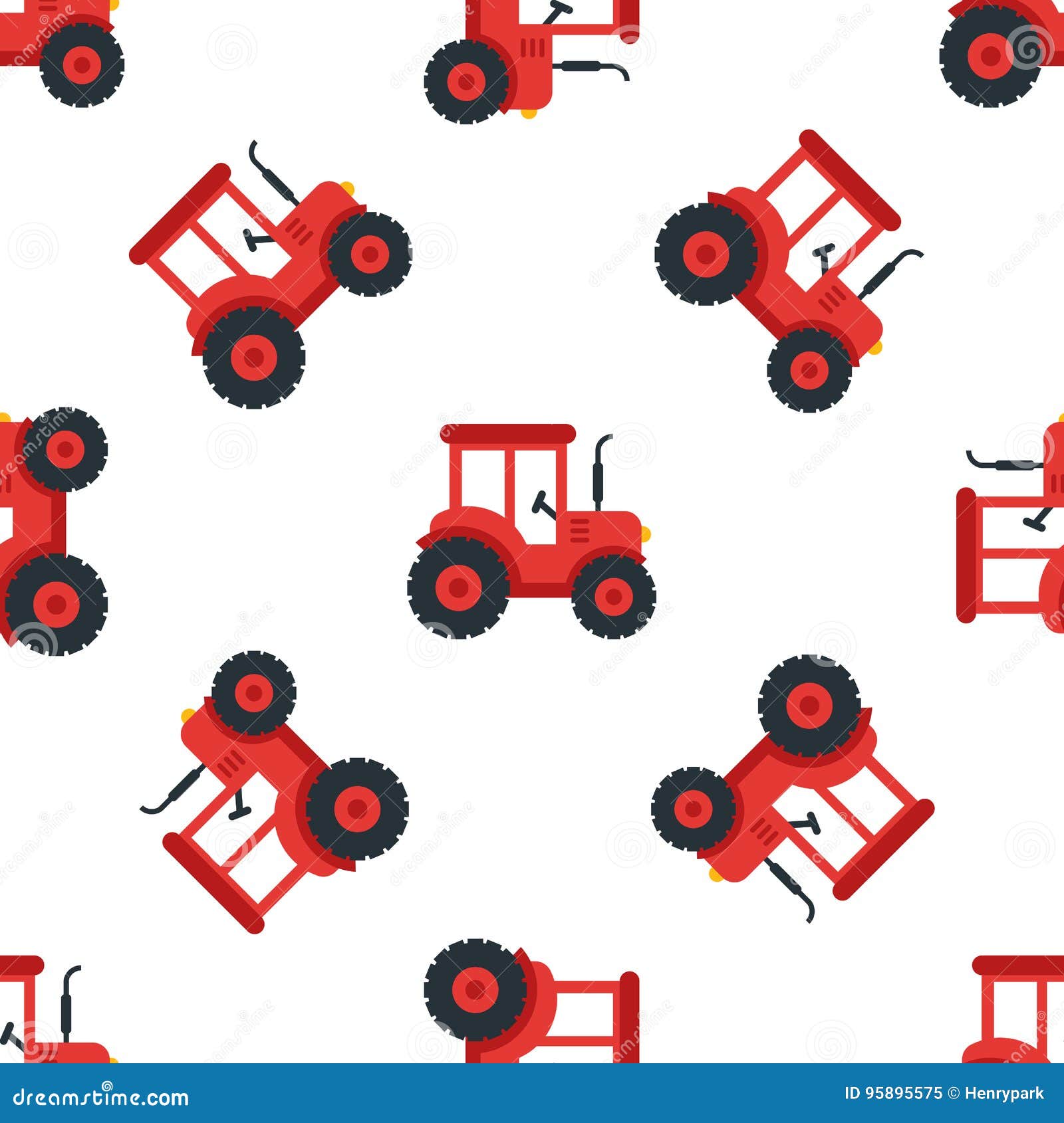 Farm red tractor seamless stock vector. Illustration of pattern - 95895575