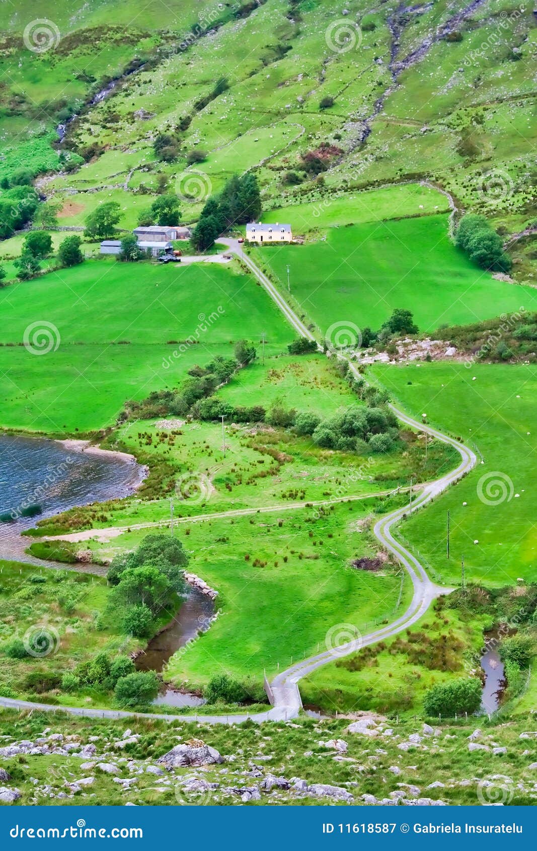 Farm road stock image. Image of water, farm, mountains - 11618587