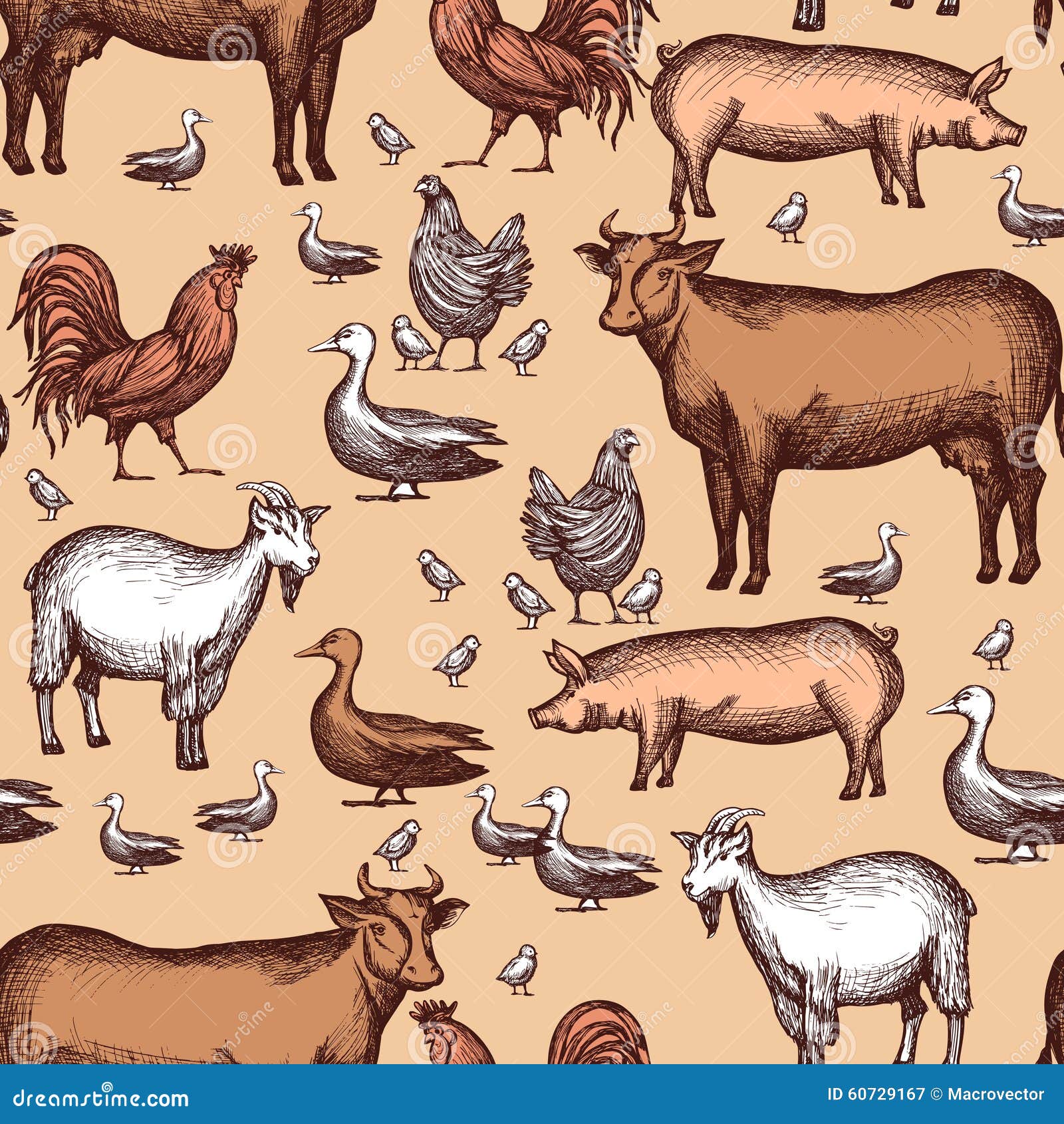 Farm Seamless Pattern stock vector. Illustration of hand - 60729167