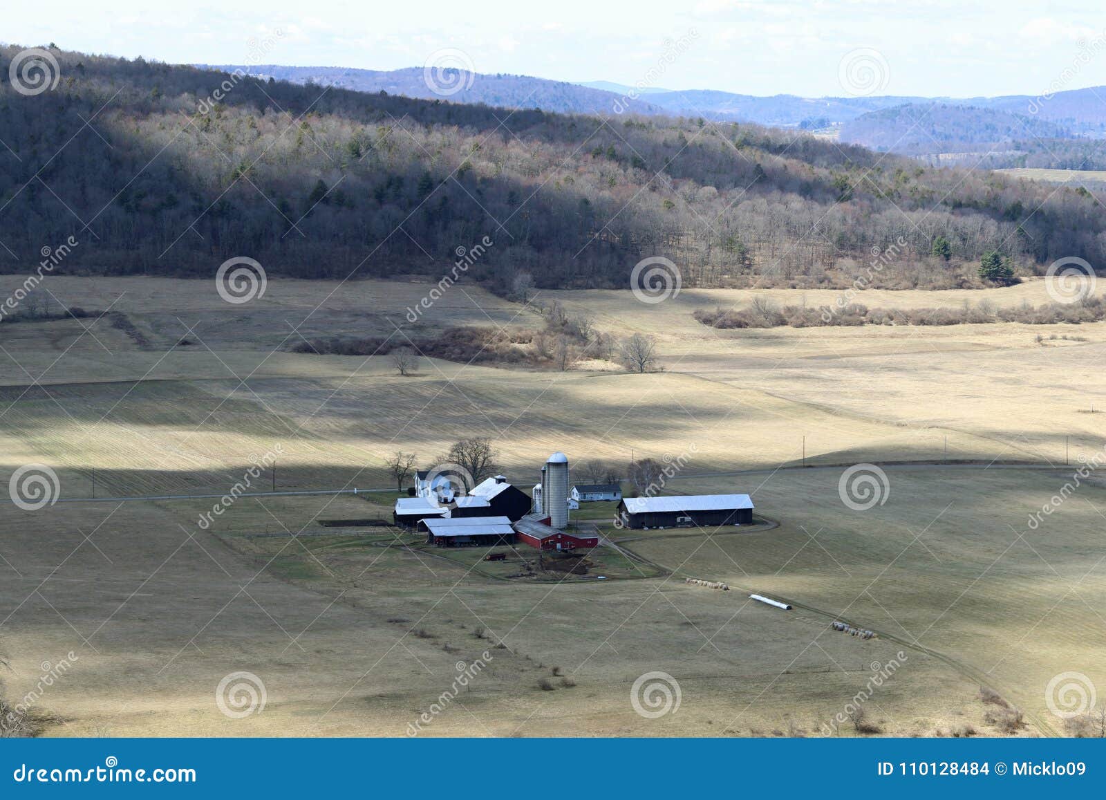 Farm in the shadows stock photo. Image of shadows, trees - 110128484