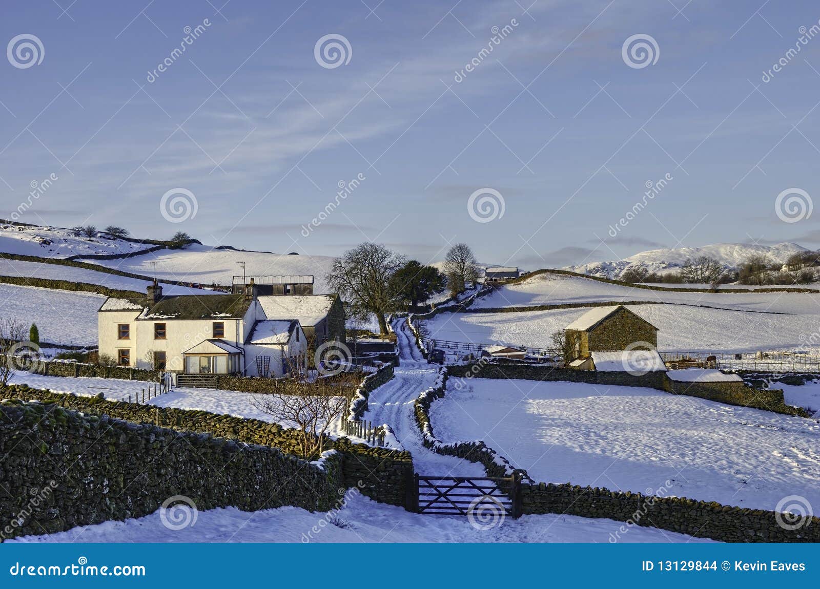 Farm in snowy countryside stock photo. Image of exterior - 13129844