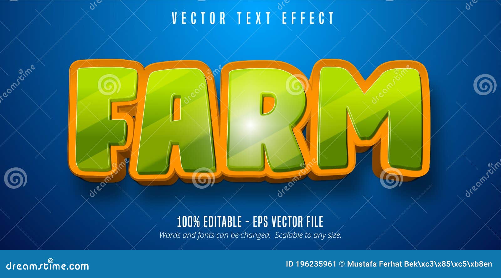 Farm Text, Cartoon Style Editable Text Effect Stock Vector ...